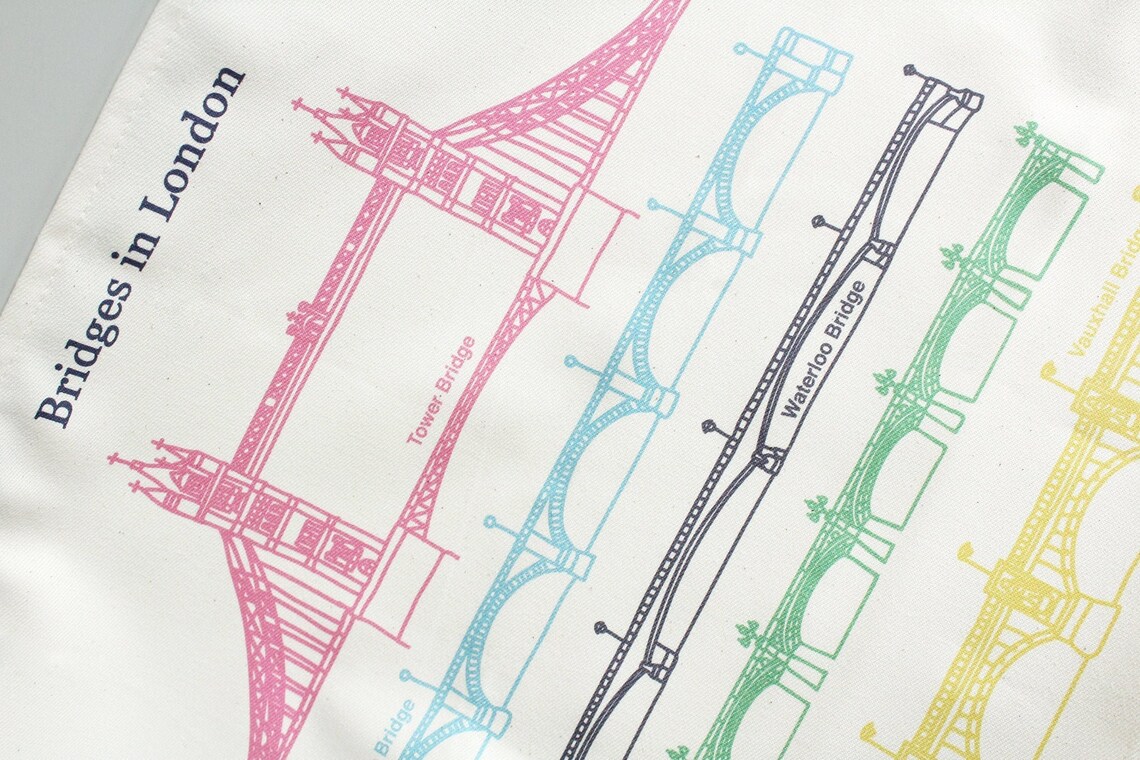 Bridges Themed Organic Tea Towel, 100% Organic Cotton, Kitchen Towel ...