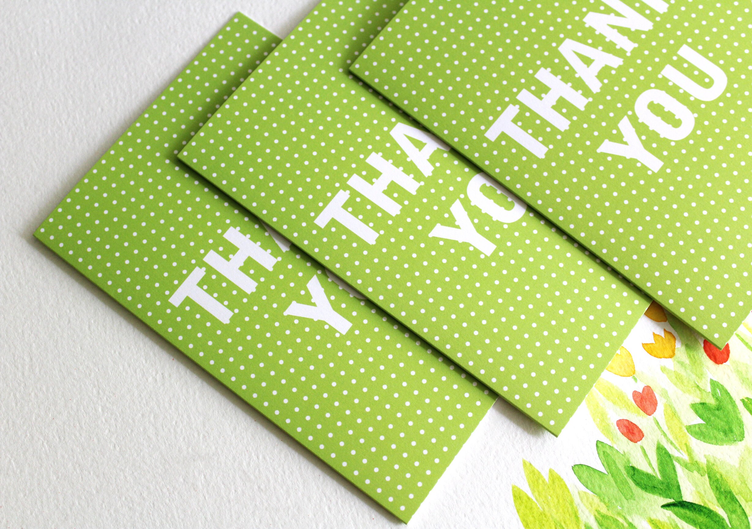 Green Polka Dot Thank You Card: Blank Inside - Etsy