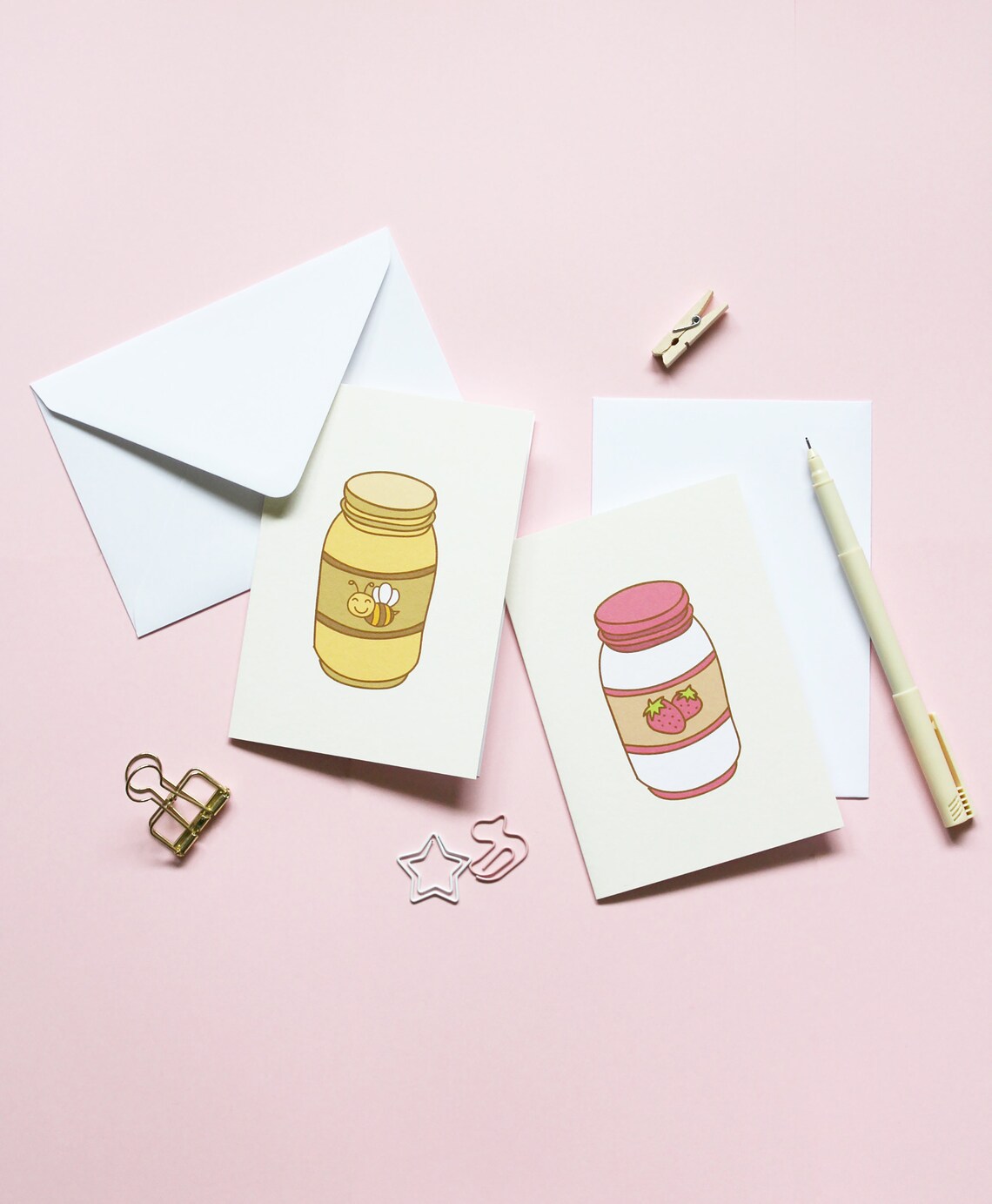 Sweet Greeting Cards Set, 2 Illustrated Cards, Lovely Greeting Cards ...
