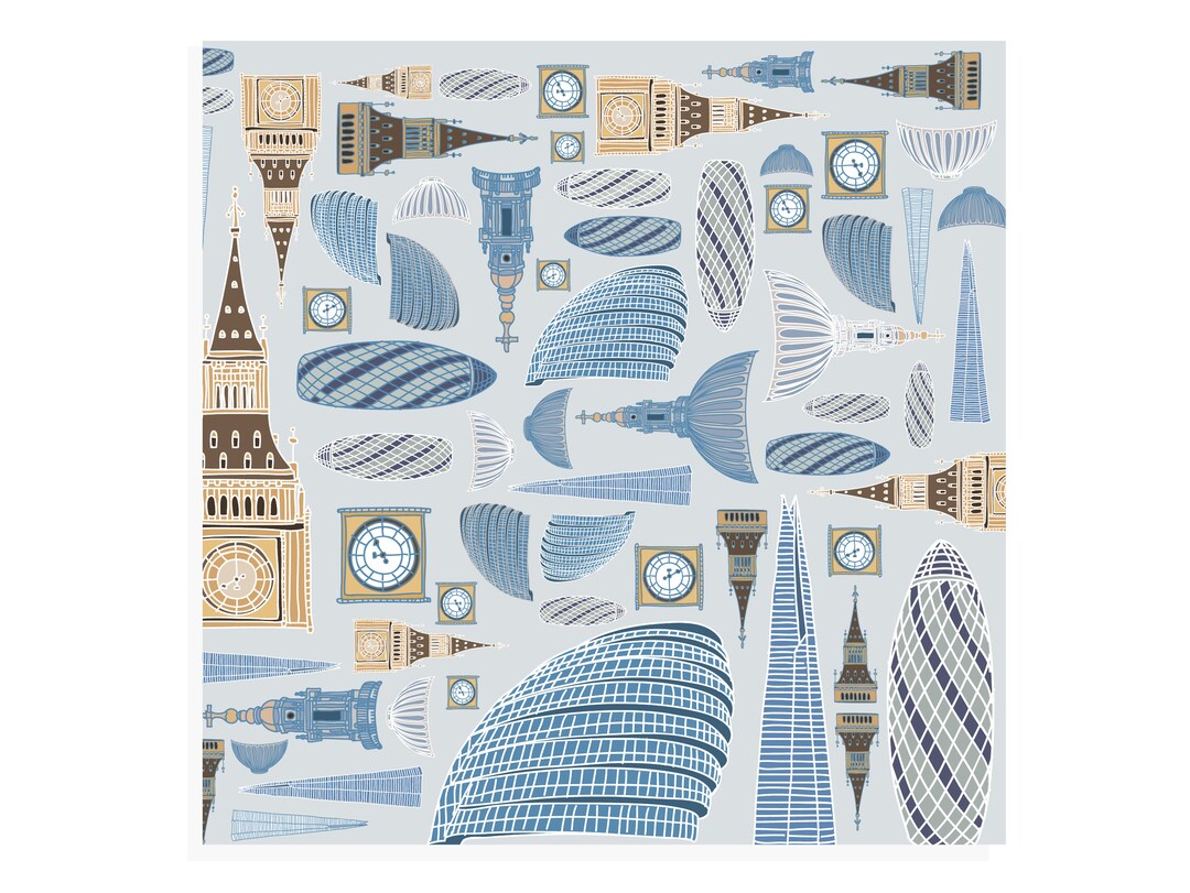 London Building Pattern Greeting Card, London Card, Illustrated London ...