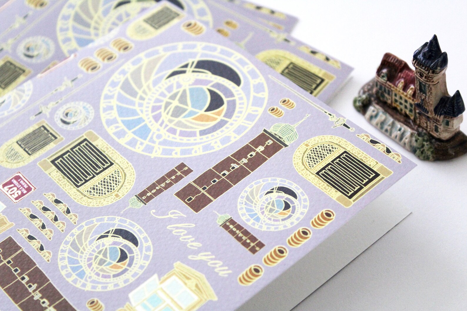 Prague Pattern Card, Patterned Card, Prague's Symbols, Travelling ...