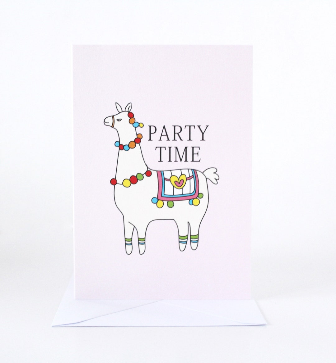 Lama Party Time Karte, Lama Karte, Party Karte, Illustration Karte, für ...