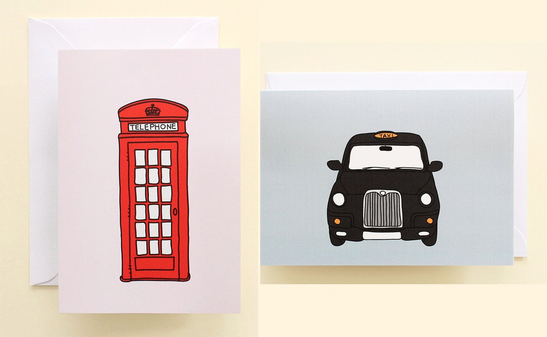 London Cards Set, London Themed Cards, London Telephone Box, Black Cab ...