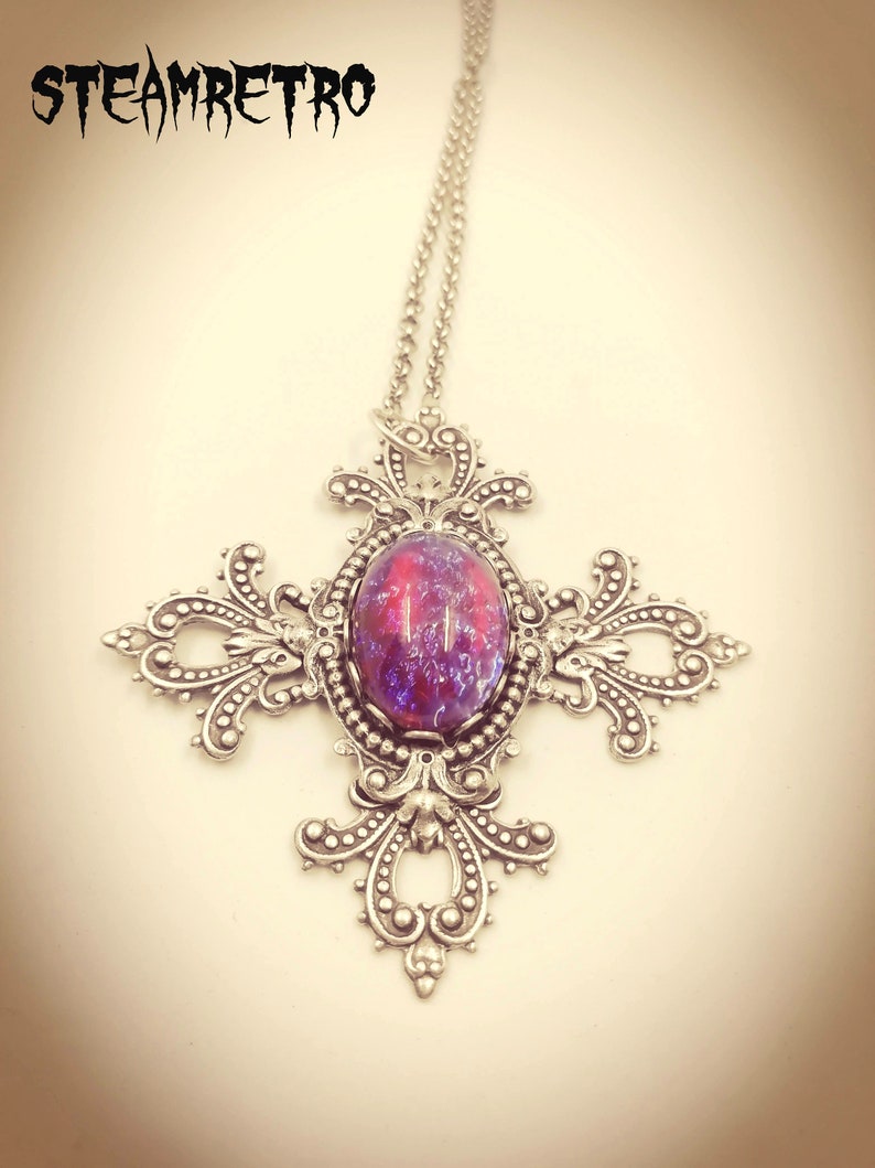 Gothic Cross Goth Cross Necklace Goth Jewellery Silver - Etsy