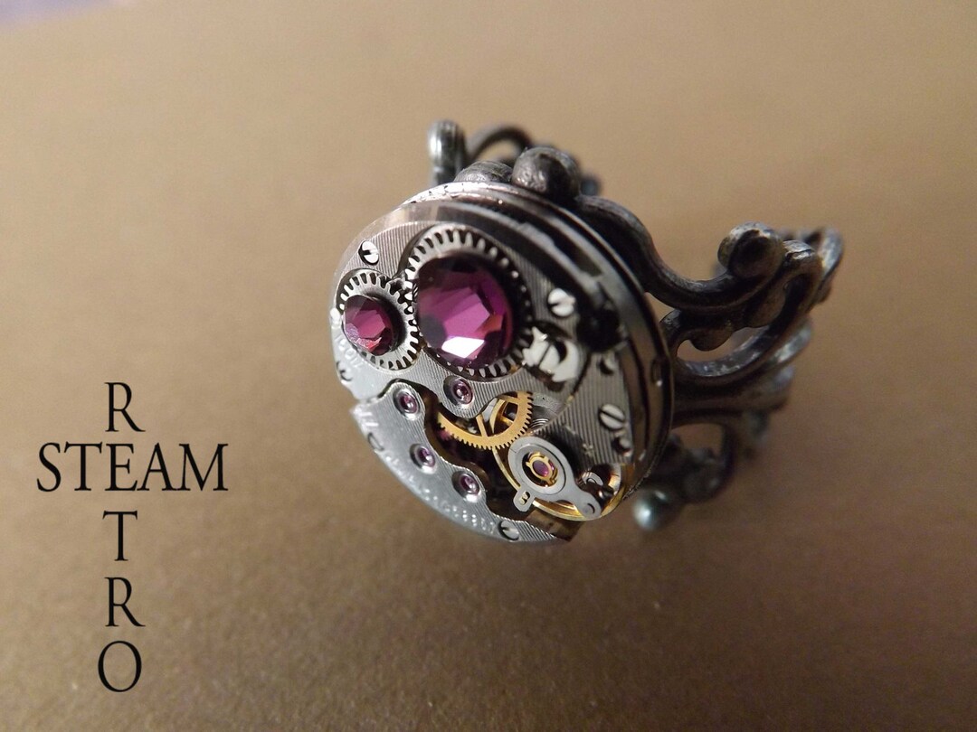 Steampunk - Steampunk Ring - Amethyst Ring - Filigree Ring - Rings ...