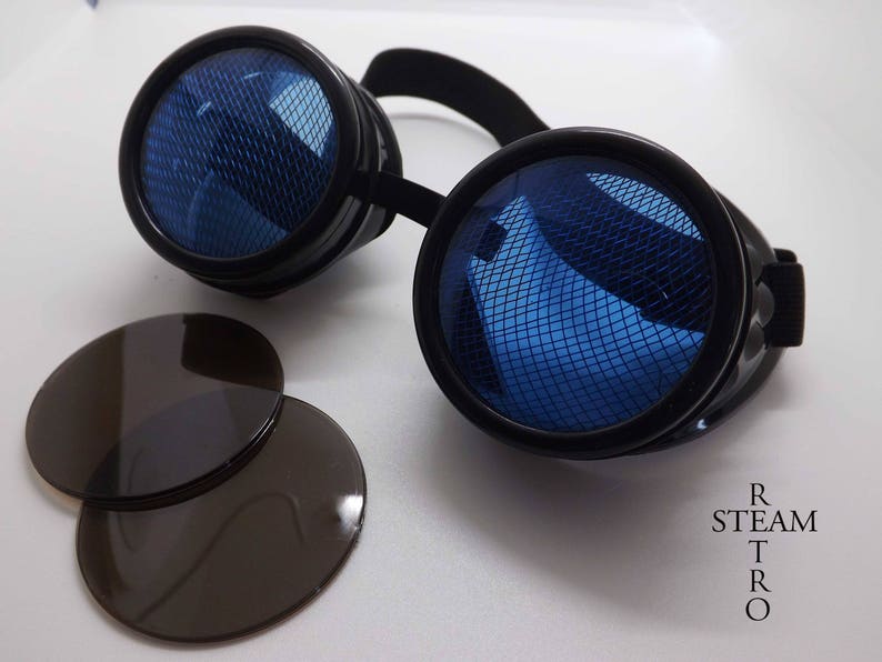 Blue Steampunk Goggles - Burning Man - Mad Max - Dieselpunk Goggles ...