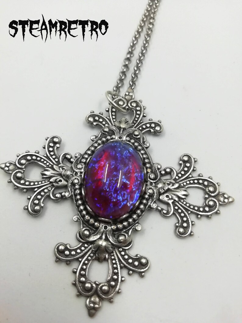 Gothic Cross Goth Cross Necklace Goth Jewellery Silver - Etsy