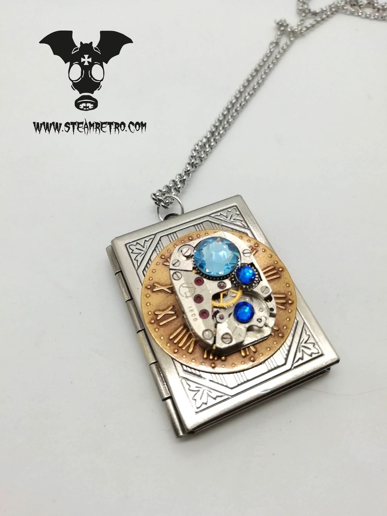 Steampunk Locket Steampunk Necklace Steampunk Book - Etsy