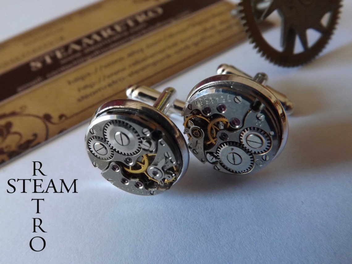 Steampunk Steampunk Cufflinks 16mm Round Vintage Chaika | Etsy
