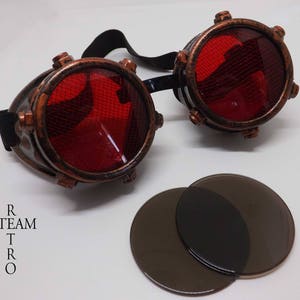 Red Steampunk Goggles - Burning Man - Mad Max - Dieselpunk Goggles ...