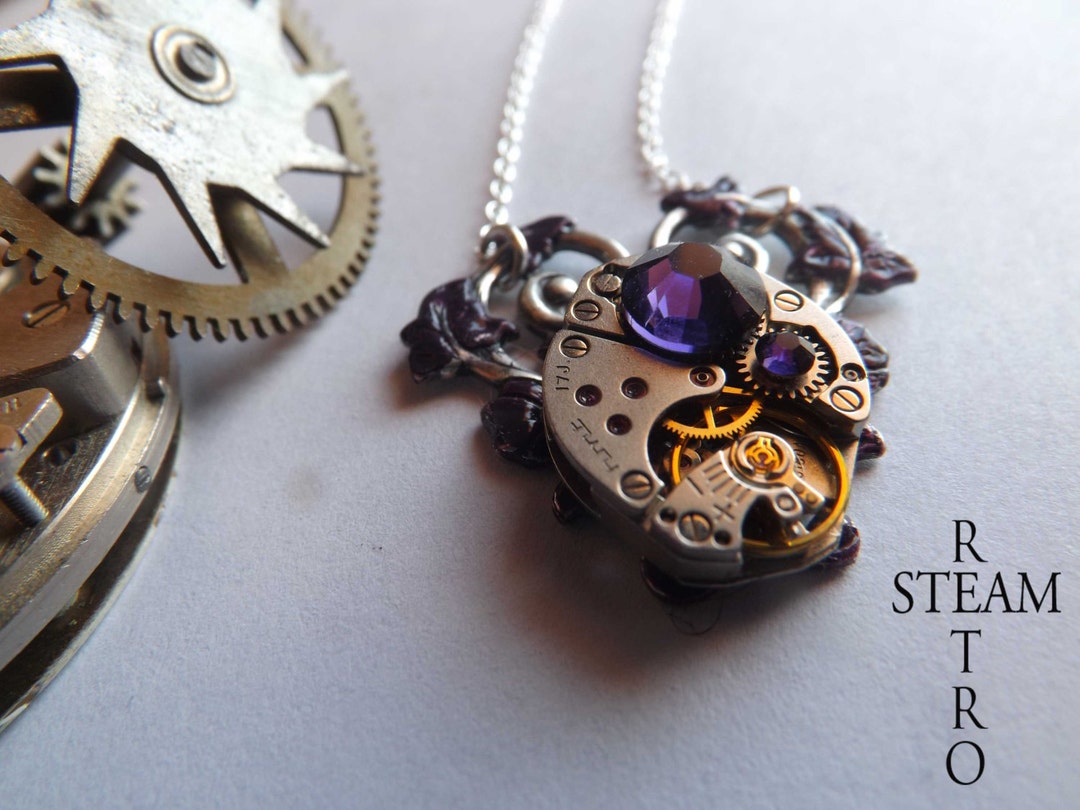 Purple Heart Steampunk Necklace - Steampunk Jewelry - Heart Necklace ...