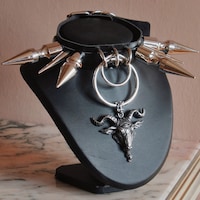 SATANIC WARLOCK, Inverted Cross Necklace, Double Horn Crescent Moon ...