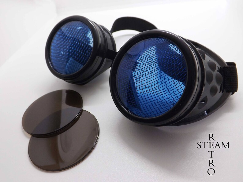 Blue Steampunk Goggles - Burning Man - Mad Max - Dieselpunk Goggles ...
