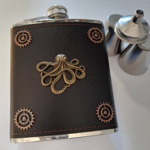 Steampunk Flask and Cup Set- Mens Steampunk Gift- Steampunk Octopus ...
