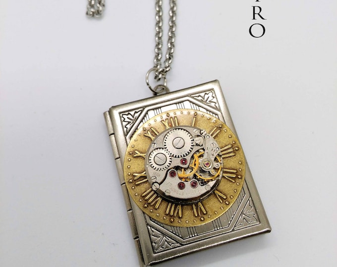 Steampunk Locket Steampunk Necklace Steampunk Book - Etsy