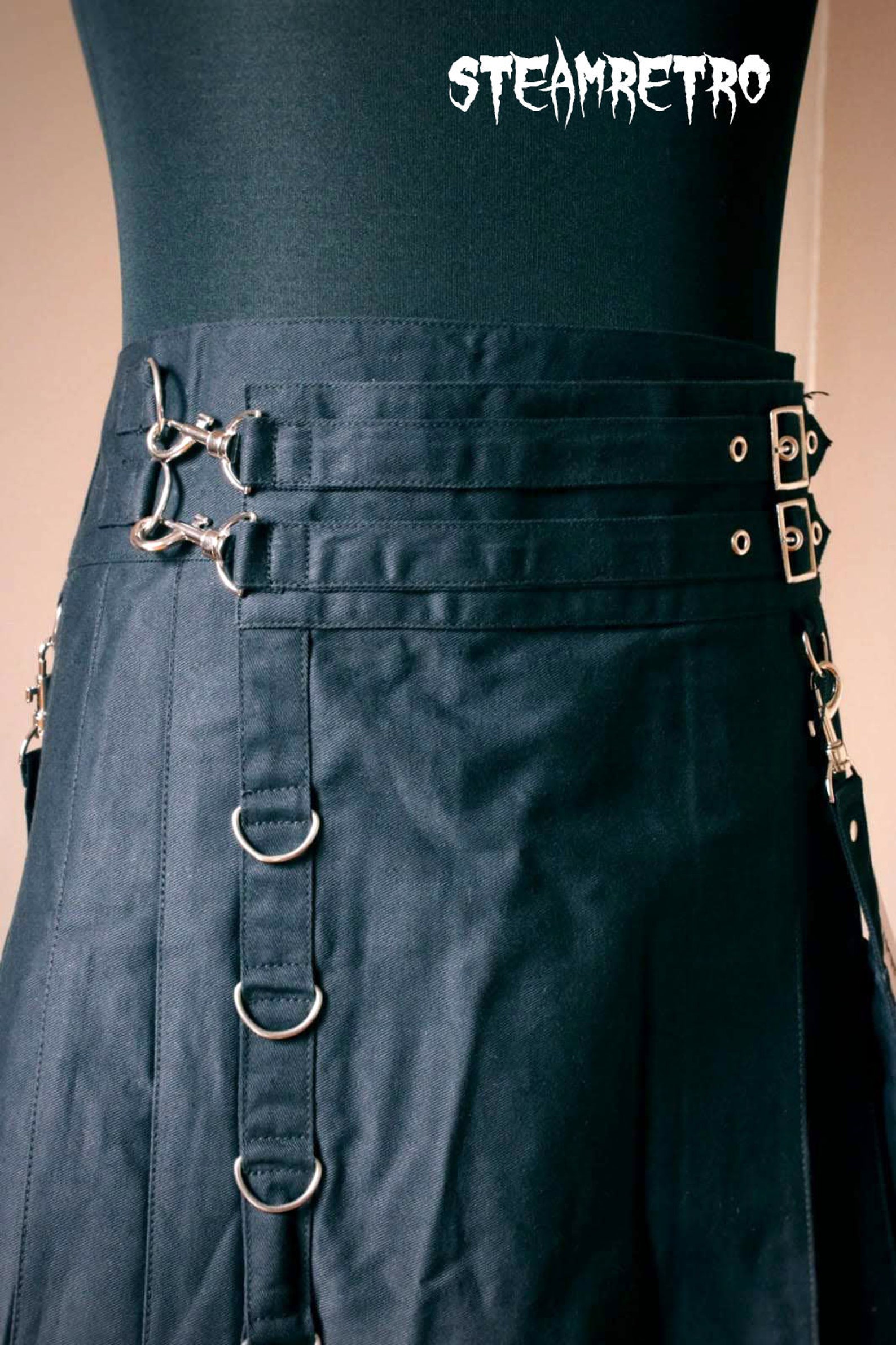 Kilt Mens Kilt Gothic Kilt Black Kilt Metal Kilt Cyberpunk Kilt ...