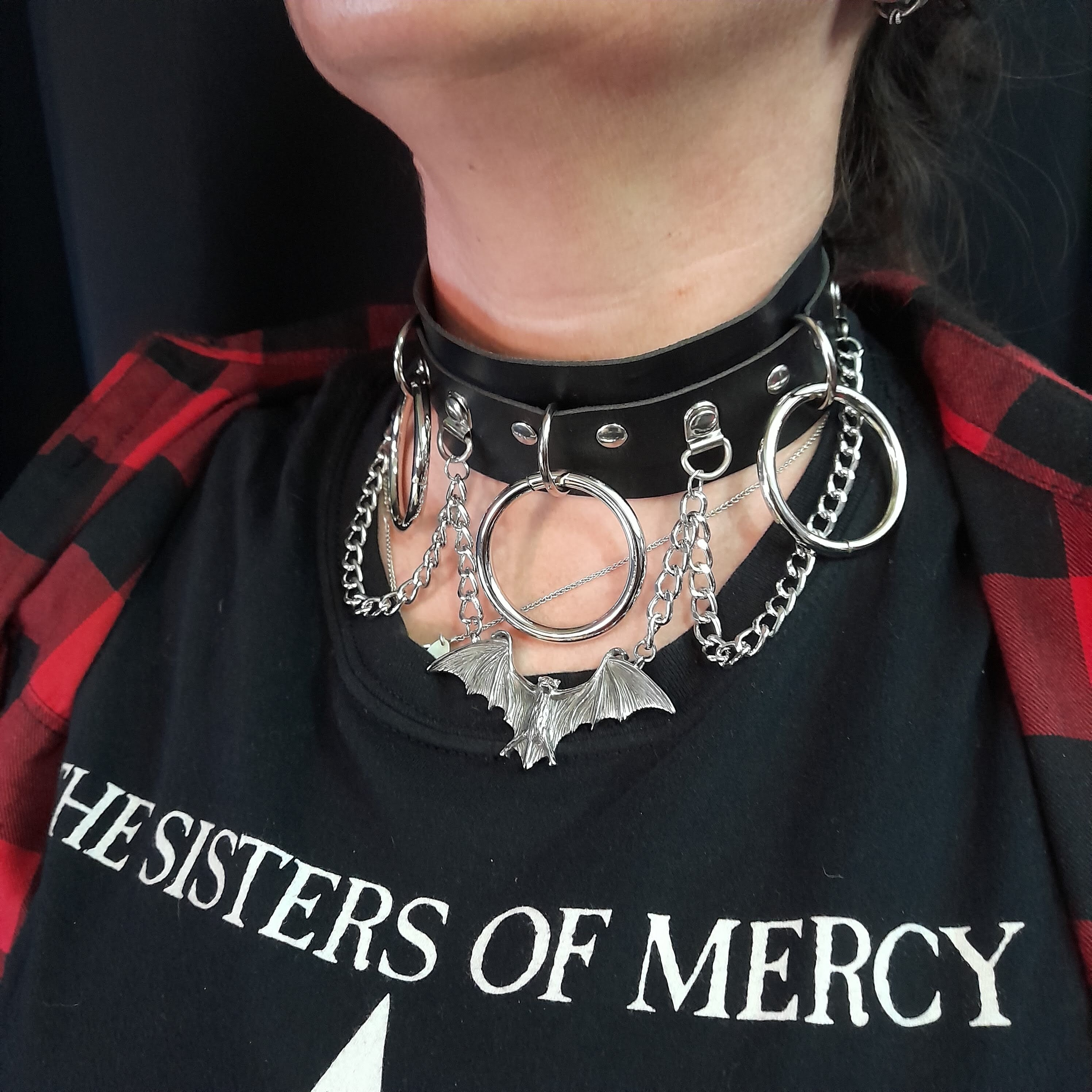 Handmade goth punk choker gothic leather choker Bat | Etsy