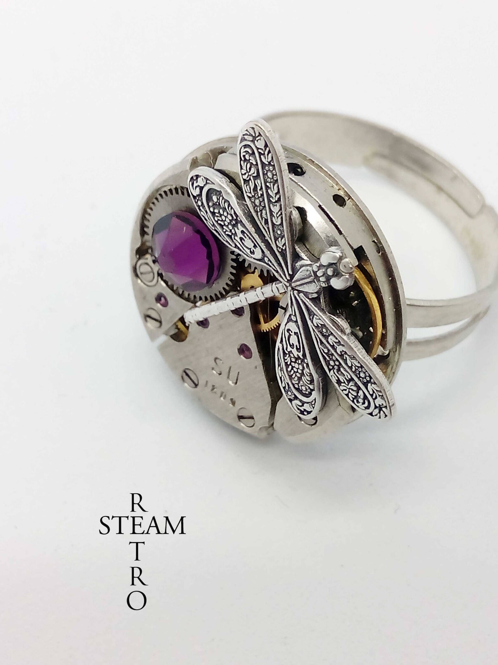 Steampunk - Steampunk Ring - Dragonfly - Steampunk Firefly Ring ...