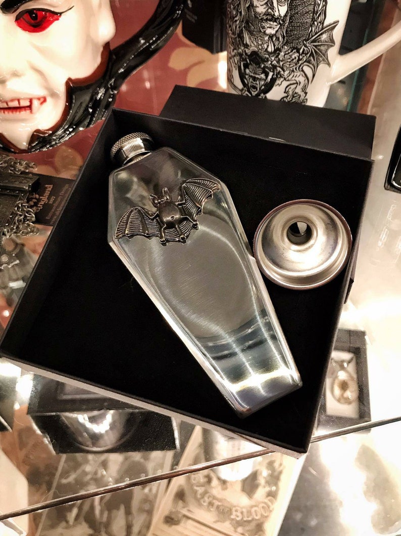 Bat flask Gothic flask Coffin flask Vampire flask | Etsy
