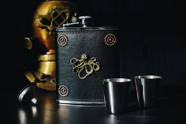 Steampunk Flask and Cup Set Mens Steampunk Gift Steampunk - Etsy