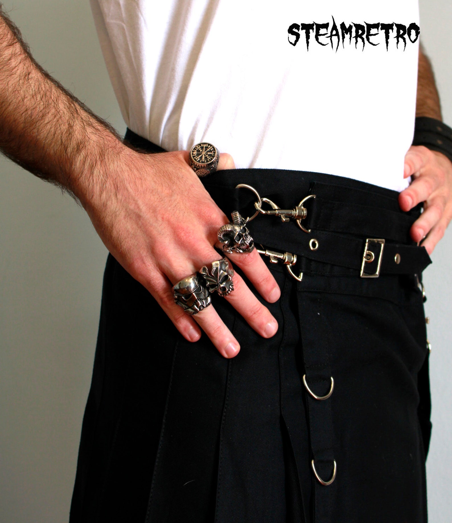 Kilt Mens Kilt Gothic Kilt Black Kilt Metal Kilt Cyberpunk Kilt ...