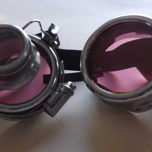 Pink Chrome Steampunk Goggles With Loupe Mad Scientist - Mad Max Cyber ...