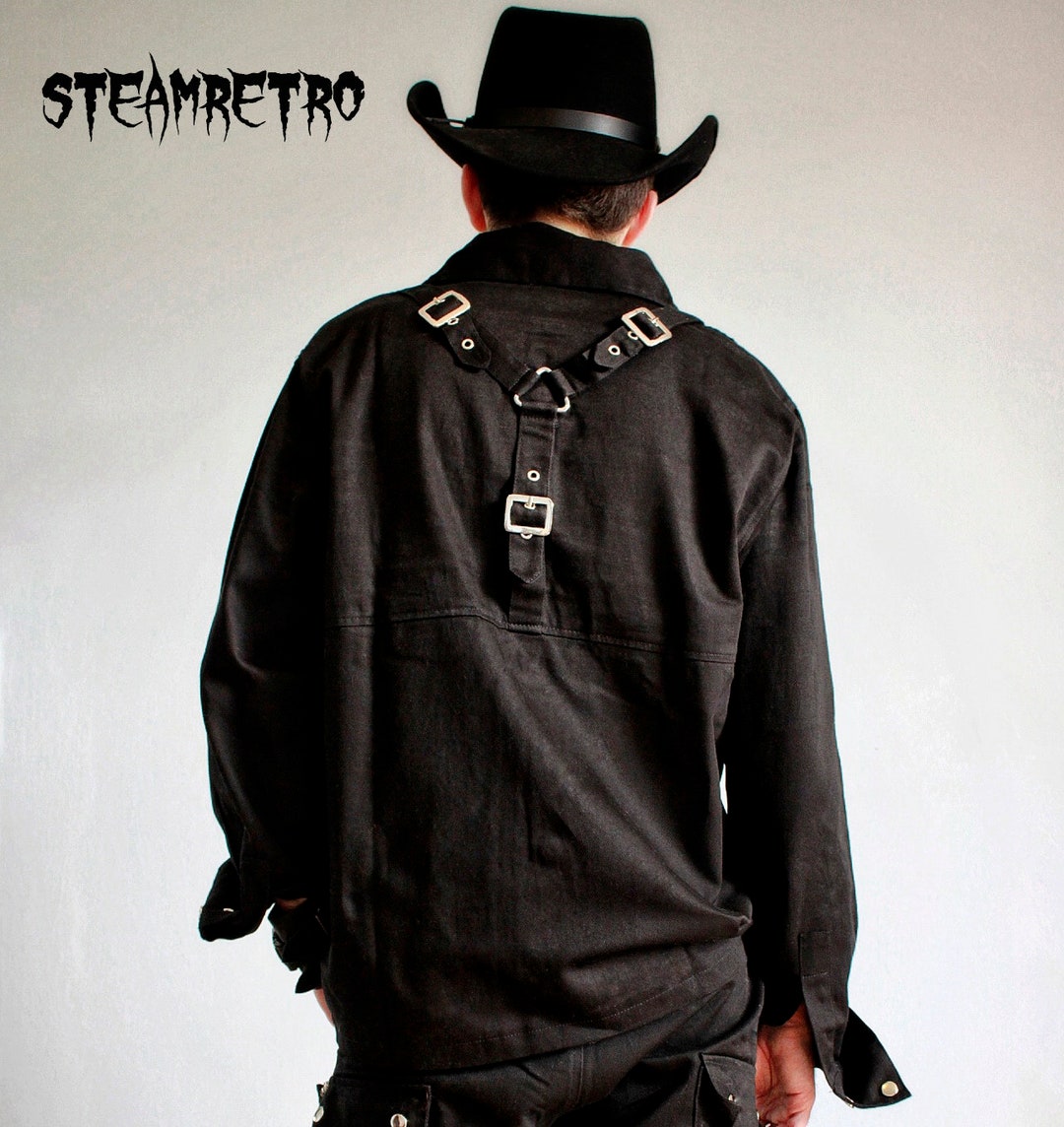 Mens Long Sleeve Gothic Shirt - Mens Black Shirt - Death Metal Shirt ...