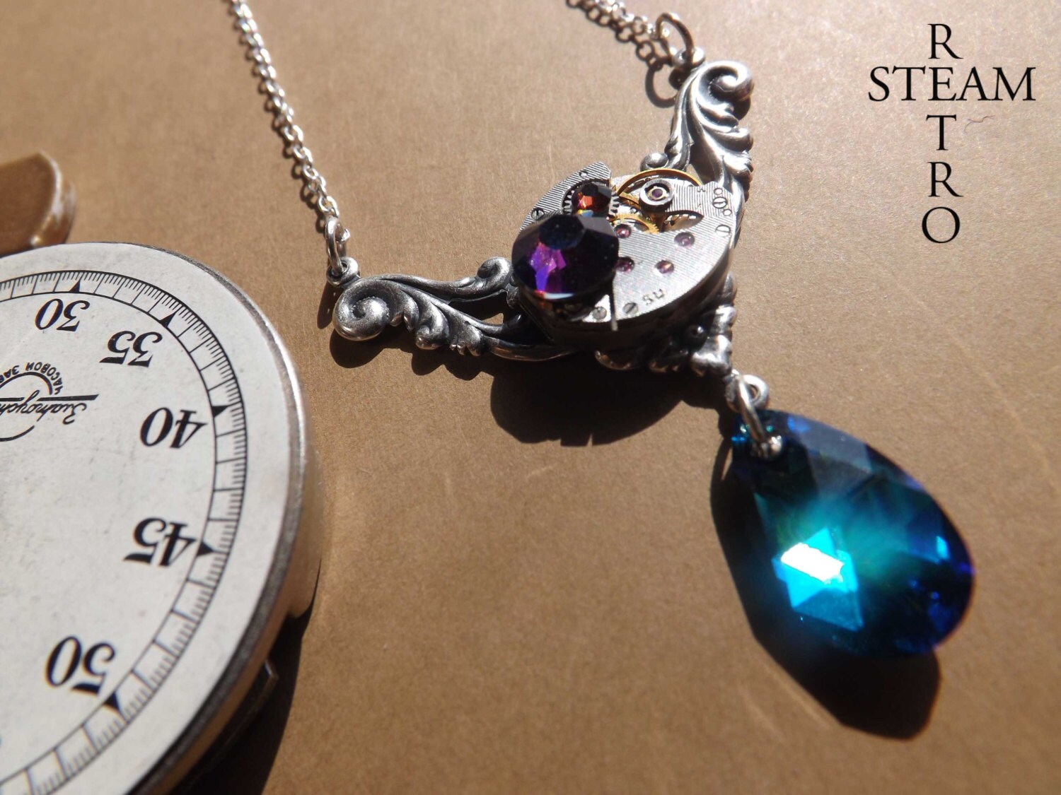 Rococo Steampunk Necklace Steampunk Jewelry Swarovski | Etsy