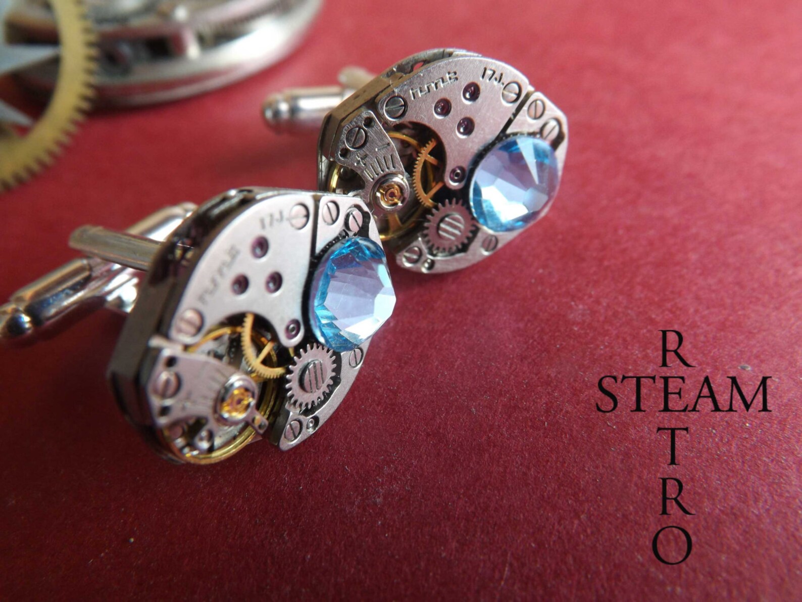 Mens Aquamarine Cufflinks Steampunk Cufflinks Steampunk - Etsy