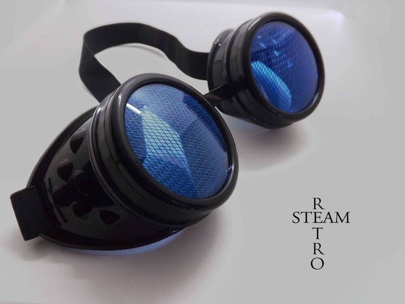 Blue Steampunk Goggles - Burning Man - Mad Max - Dieselpunk Goggles ...