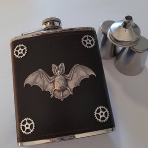 Steampunk Flask and Cup Set - Mens Steampunk Gift - Steampunk Bat Flask ...