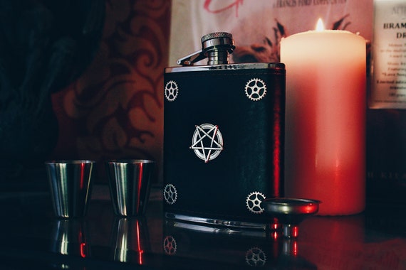 Flask Gothic Flask Pentagram Flask Pagan Hip Flask - Etsy