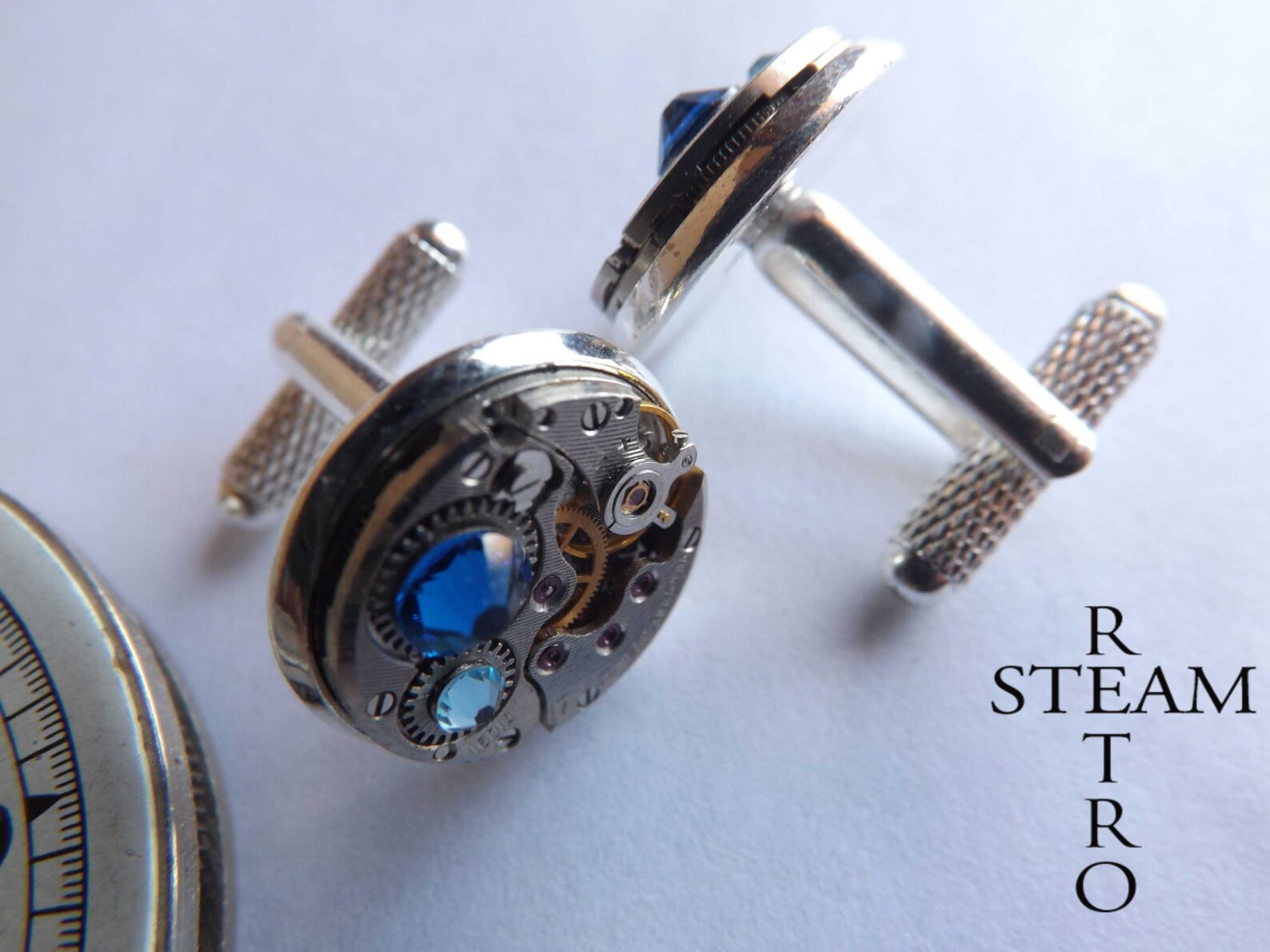 Gift Boxed Mens Steampunk Steampunk Cufflinks in Blue 16mm - Etsy