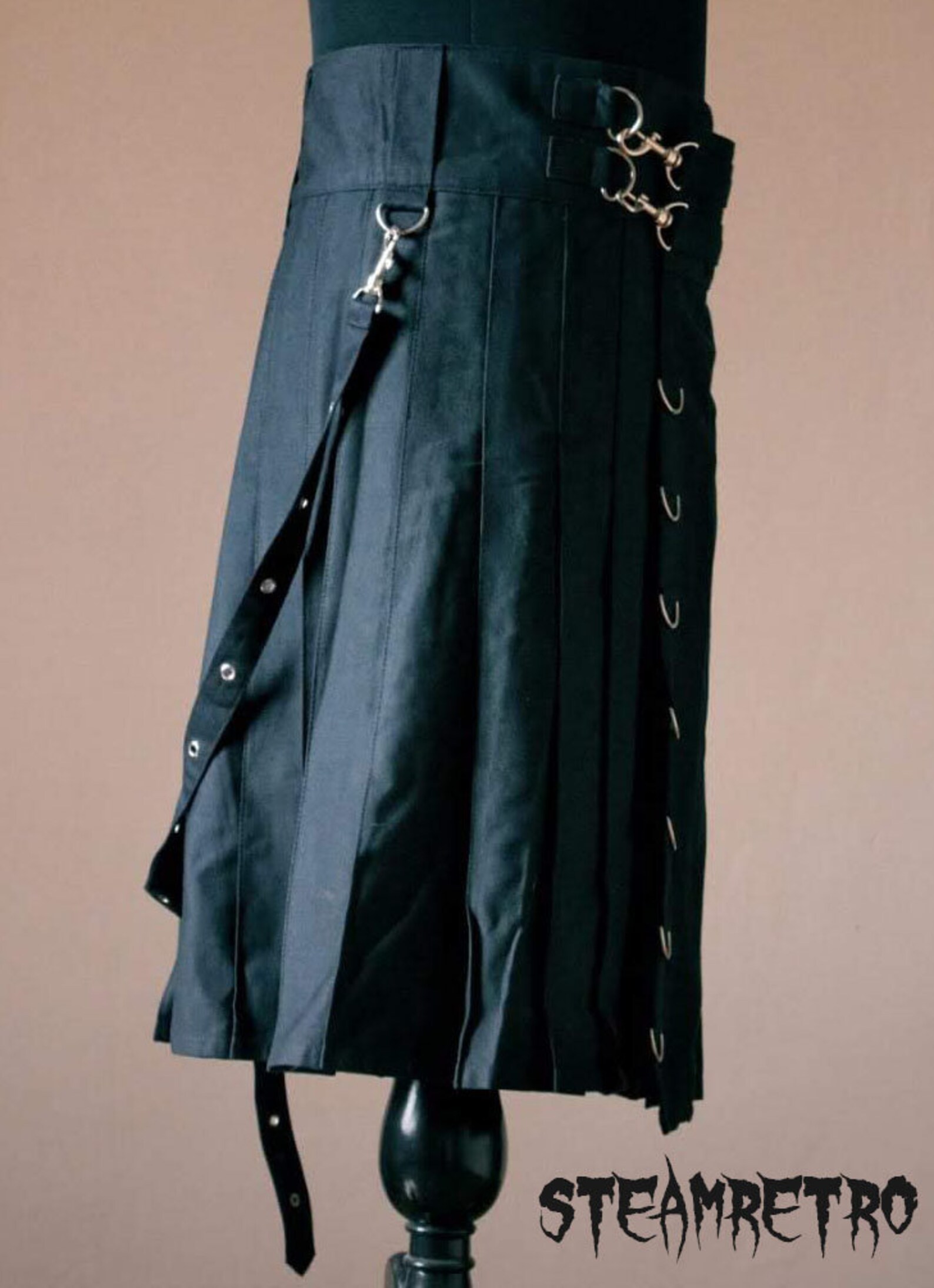 Kilt Mens Kilt Gothic Kilt Black Kilt Metal Kilt Cyberpunk Kilt ...