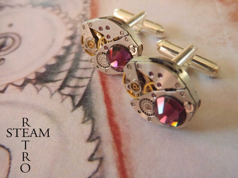 Mens Amethyst Cufflinks Steampunk Cufflinks Steampunk - Etsy