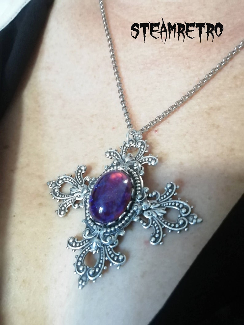 Gothic Cross Goth Cross Necklace Goth Jewellery Silver - Etsy