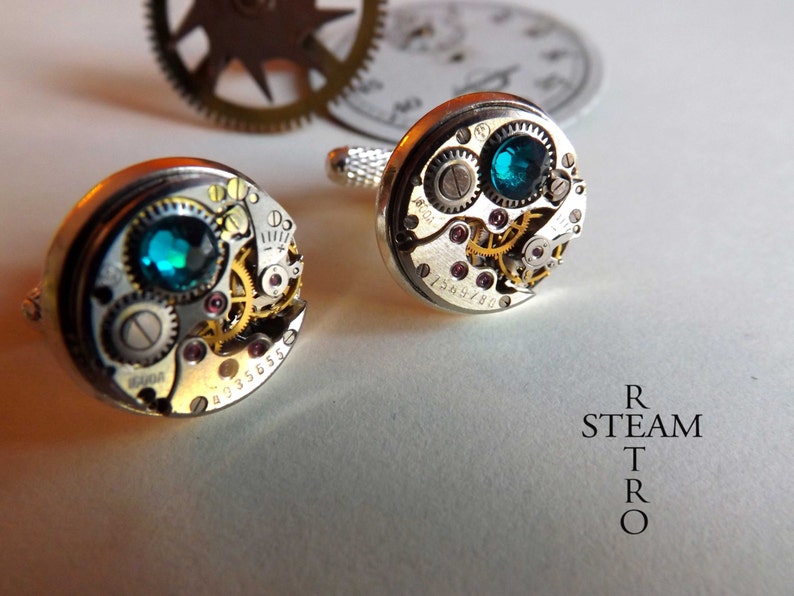 Steampunk Cufflinks Steampunk Cufflinks Steampunk Blue | Etsy