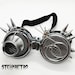 Chrome Steampunk Goggles Double Loupe Red Lens Cyber Goggles Burning ...