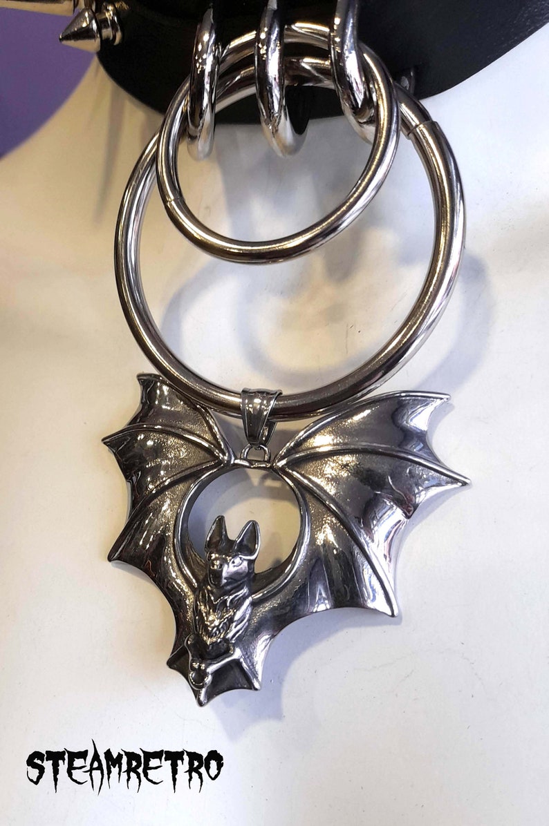 Leather Choker Hand Made Spiked Gothic Leather Choker Bat | Etsy