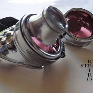 Pink Chrome Steampunk Goggles With Loupe Mad Scientist Mad Max Cyber ...