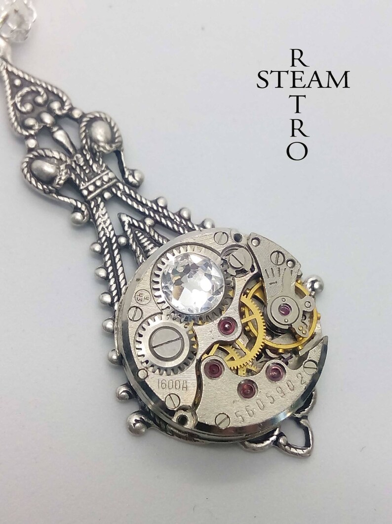 Steampunk Victorian Crystal Necklace Steampunk Jewelry by - Etsy