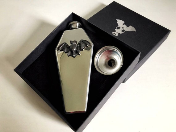 Bat flask Gothic flask Coffin flask Vampire flask | Etsy