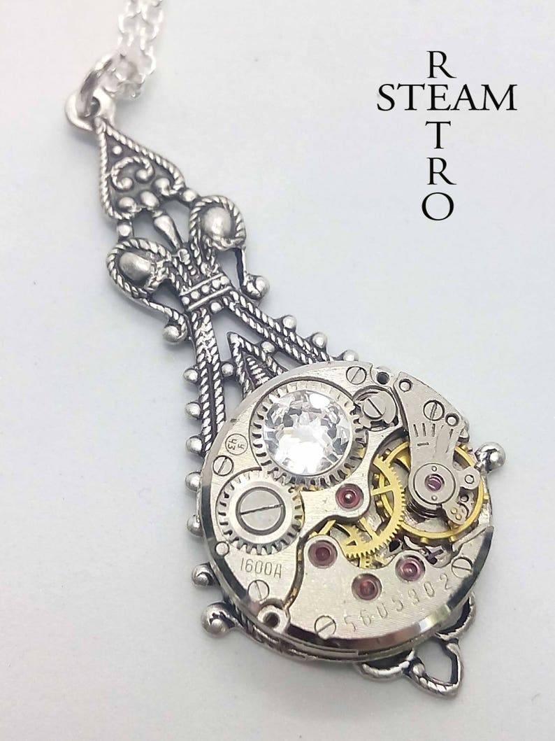 Steampunk Victorian Crystal Necklace Steampunk Jewelry by - Etsy