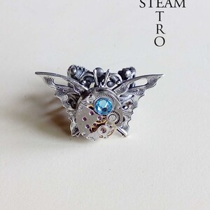 The Butterfly Effect Steampunk Ring- Vintage Ring Aquamarine ...