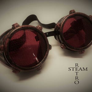 Red Steampunk Goggles - Burning Man - Mad Max - Dieselpunk Goggles ...