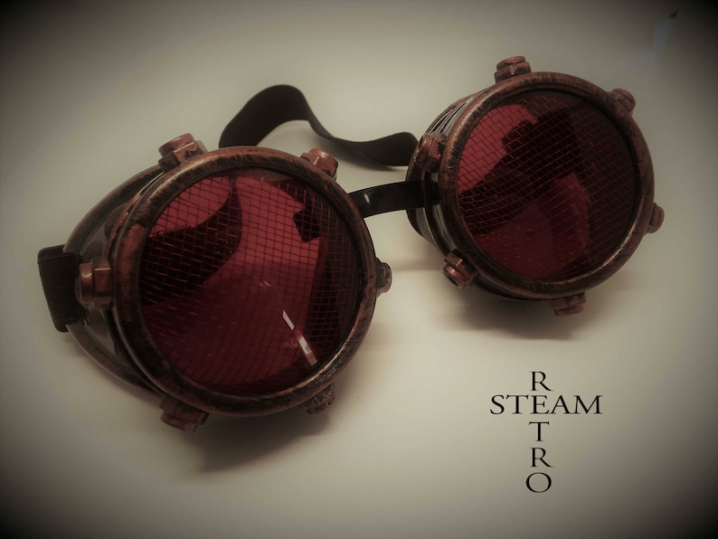 Red Steampunk Goggles - Burning Man - Mad Max - Dieselpunk Goggles ...
