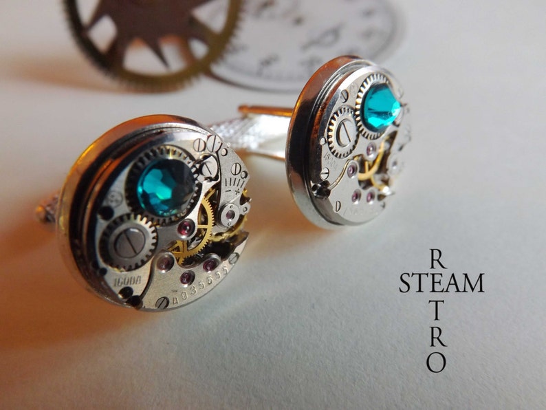Steampunk Cufflinks Steampunk Cufflinks Steampunk Blue | Etsy