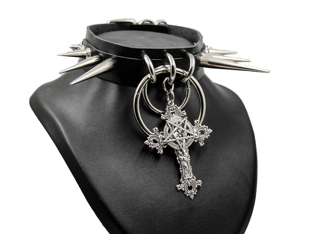 Satanic Pentagram Choker - Goth Choker - Gothic Choker - Darkwave ...