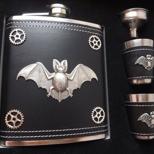 Steampunk flask and cup set mens steampunk gift steampunk | Etsy