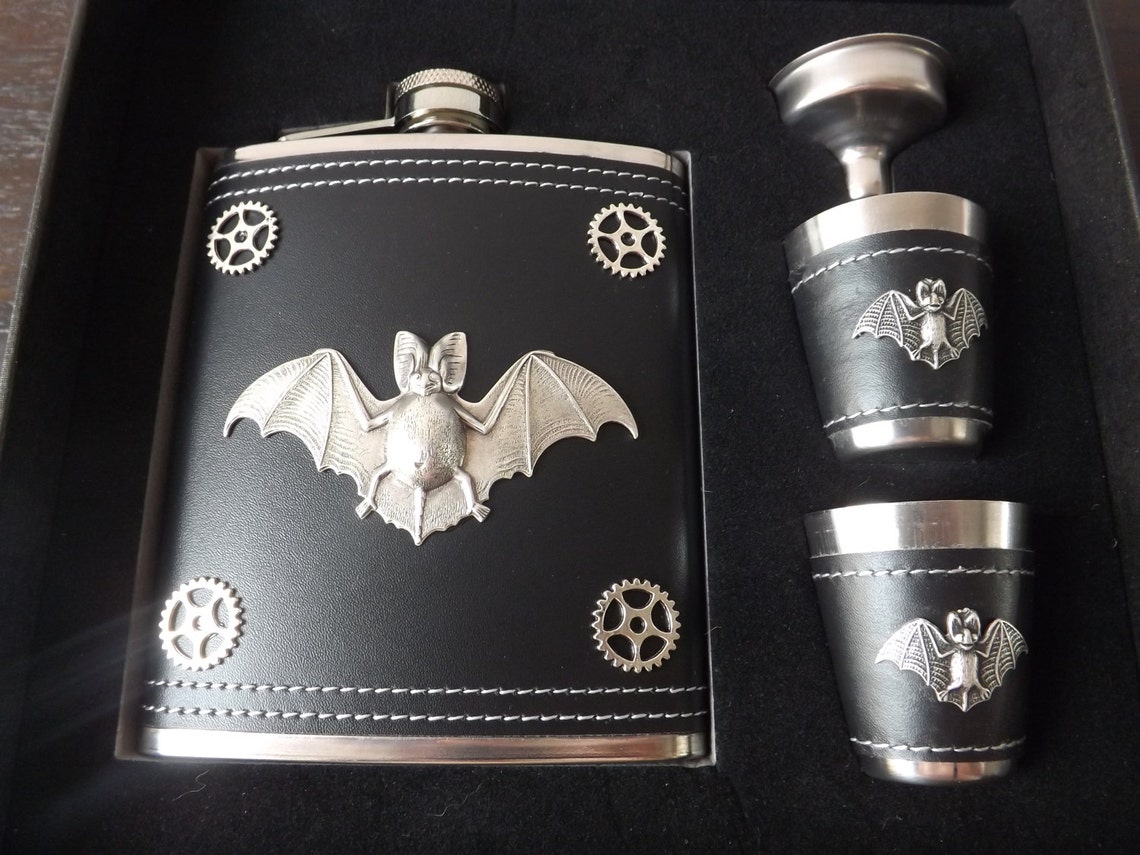 Steampunk flask and cup set mens steampunk gift steampunk | Etsy